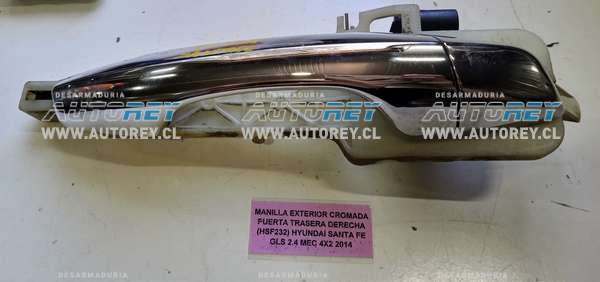Manilla Exterior Cromada Puerta Trasera Derecha (HSF232) Hyundai Santa Fe GLS 2.4 MEC 4×2 2014 ...