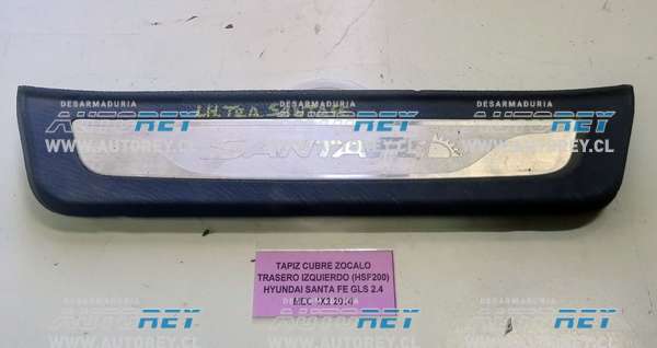 Tapiz Cubre Zocalo Trasero Izquierdo (HSF200) Hyundai Santa Fe GLS 2.4 MEC 4×2 2014 ...