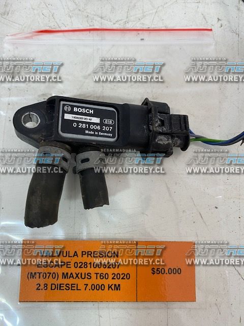 Valvula presion escape 0281006207 (MT070) Maxus T60 2020 2.8 Diesel ...